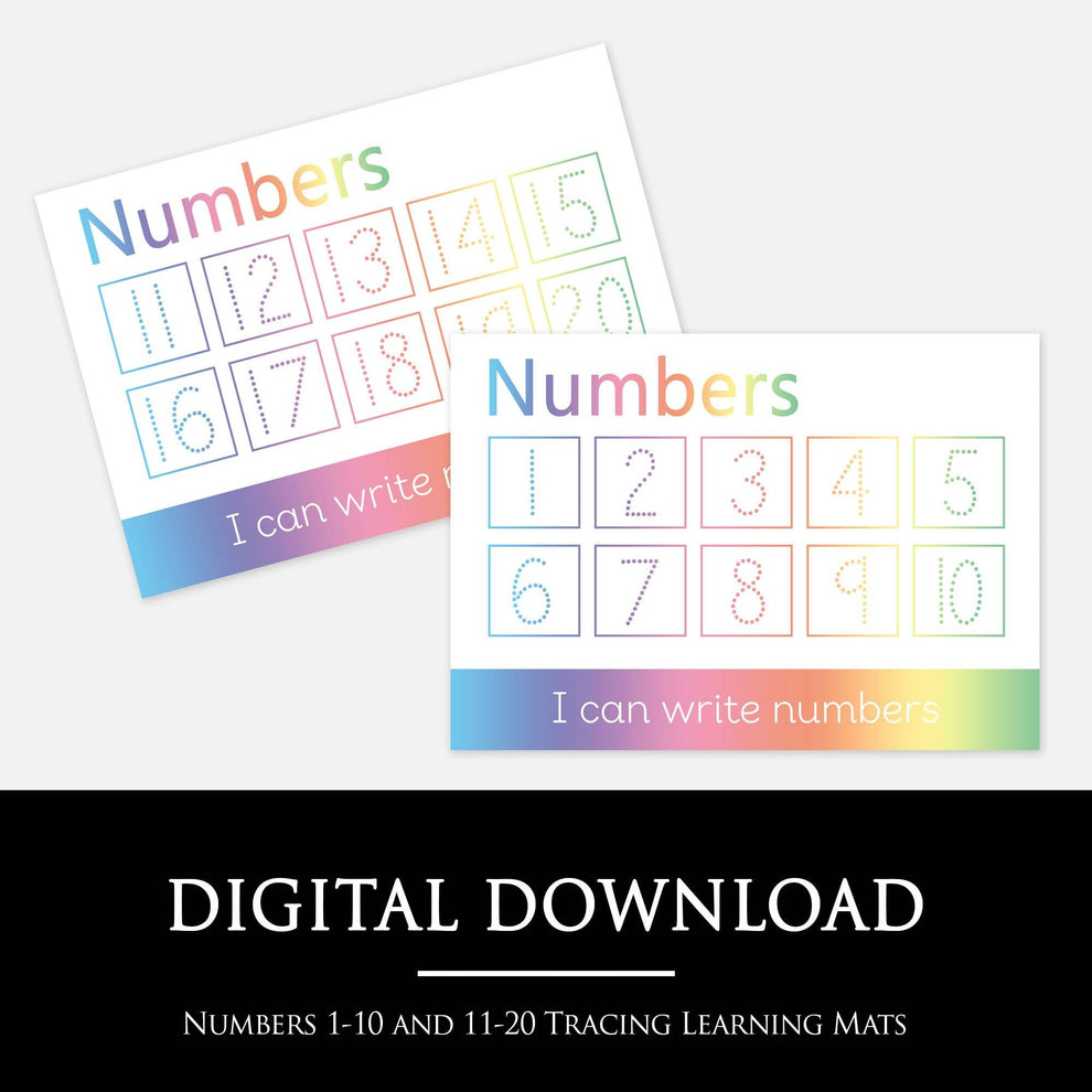 Number 1-10 and 11-20 Tracing Learning Mat | Digital Download – Little ...
