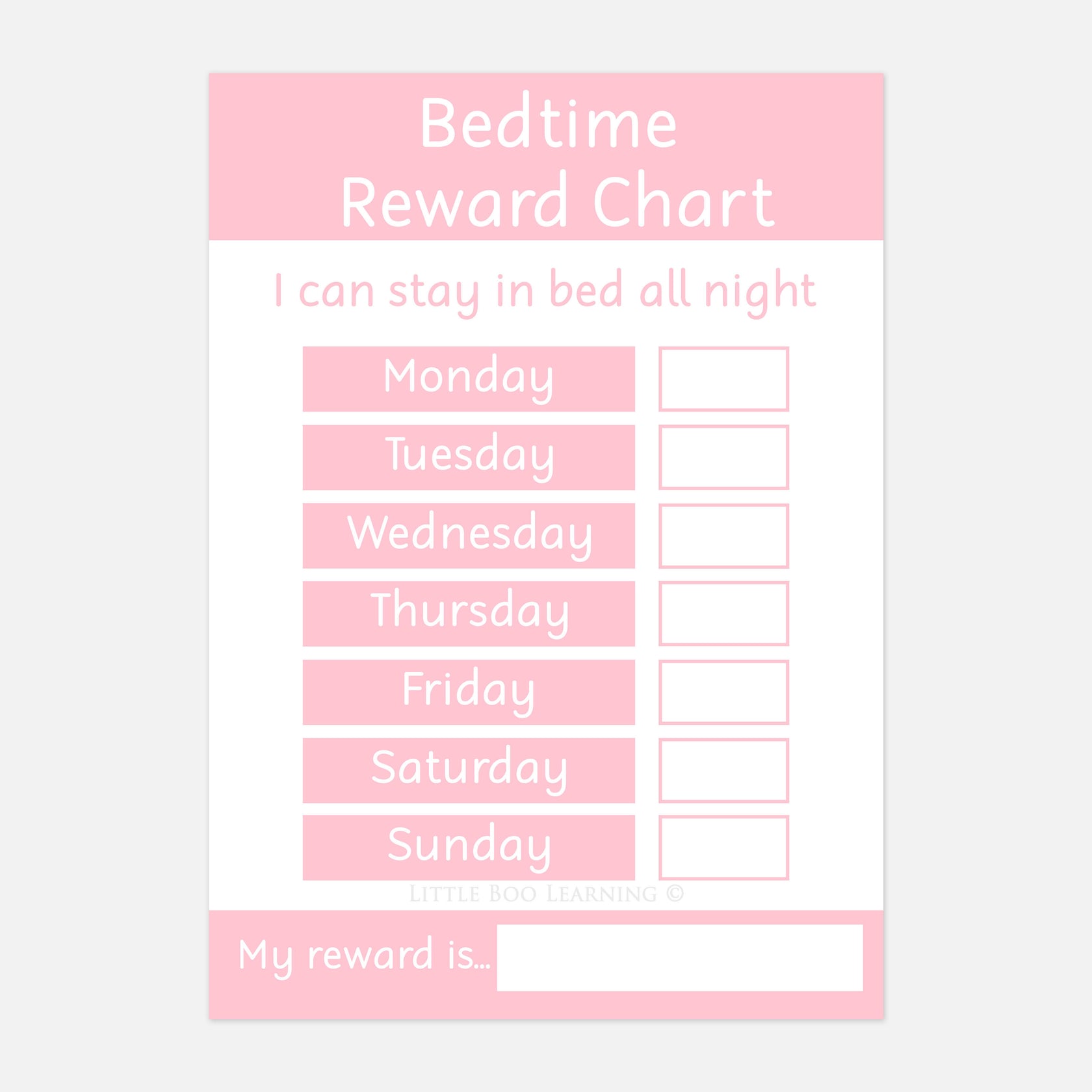 'Stay in Bed' Bedtime Reward Chart (DIGITAL DOWNLOAD) – Little Boo Learning