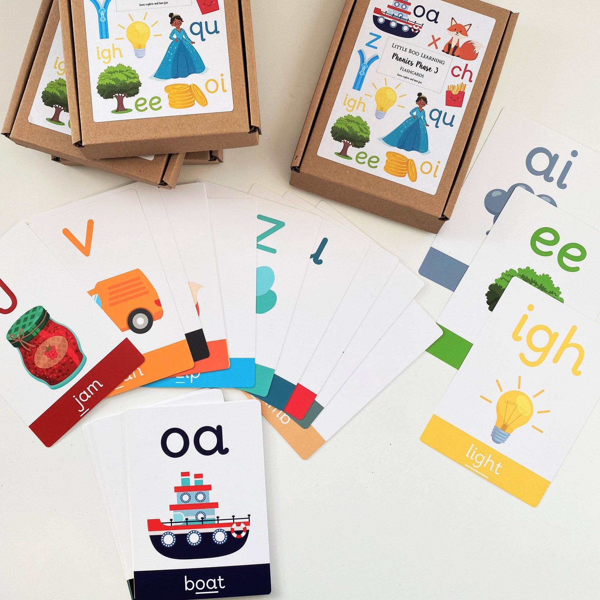 Phonics Phase 3 Flashcards by Little Boo Learning