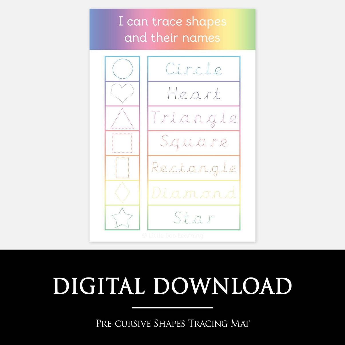 Pre-Cursive Shapes Tracing Learning Mat | Printable Resources by Little ...